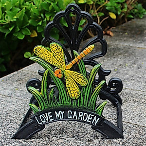 Water Pipe Holds Rack Heavy Duty Cast Iron Metal Dragonfly Wall Mounted Hose Butler Rustic Wall Hose Hanger Reel,love My Garden Garden Hose Storage Device Decoration Cast Iron Doorbell Decoration