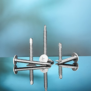 Peryiter White Screws Self Tapping Screws for Metal White Thread Truss Head Screws 8 Fast Self Drilling Screw Sheet Metal Screws for Wire Lath to Metal Studs, Wood Work Screw, 4 Sizes (160 Pcs)