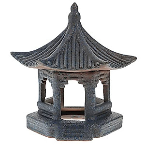 Amosfun Mini Pagoda Statue Miniature Ceramic Pagoda Hexagon Decor Mini Japanese Fairy Garden Figurines for Zen Garden Bonsai Decor