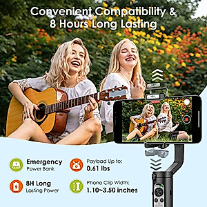 Gimbal Stabilizer for Smartphone, 3-Axis Phone stabilizer with Tripod, Foldable Phone Gimbal for Android and iPhone 14 PRO MAX, Stabilizer for Video Recording with 600° Auto Rotation - hohem iSteady X