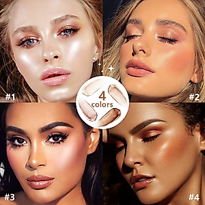 Liquid Highlighter, Contour Stick Makeup Highlighter for Face, Lightweight Glotion, Waterproof Luminous Lotion, Silky Smooth Glitter Highlighter Makeup Stick, Multi-Use Body Shimmer Liquid Bronzer (#2 Starlight)