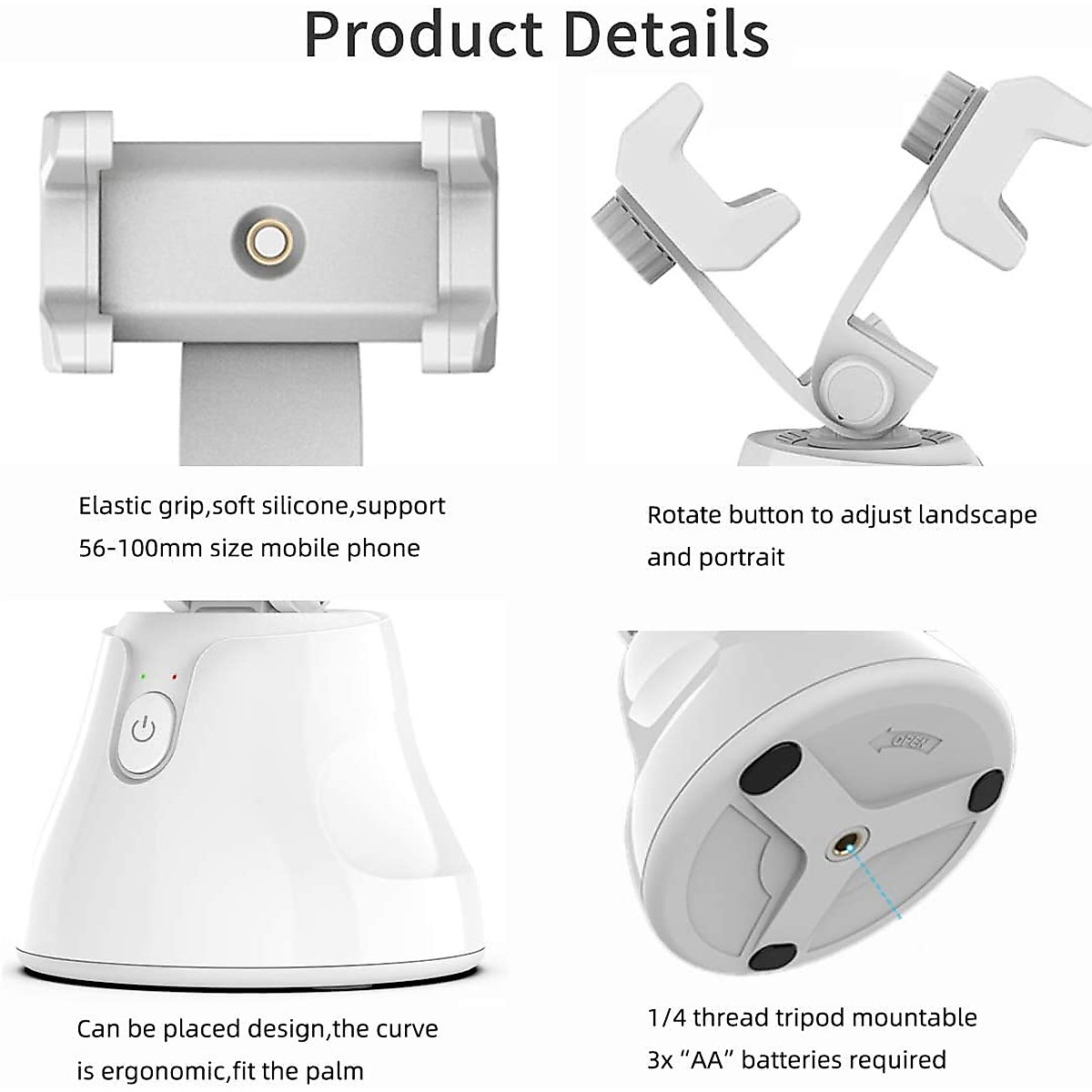 Gimbal 360 Rotation Auto Face & Object Tracking Vlog Shooting Smartphone Mount Holder Apai Genie 1(White)