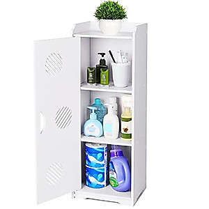 CITLOW White Bathroom Floor Cabinet,Multi-Purpose Storage Cabinet Unit,Free Standing Bathroom Furniture Cabinet with Door and Shelves for Living Room,Bedroom,Kitchen,Hallway,etc…