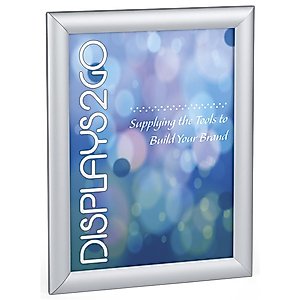 Displays2go Snap Open Sign Holder Frame, 8.5 x 11 Inch, Wall Mount or Tabletop, Silver Aluminum (WSNF8511SV)