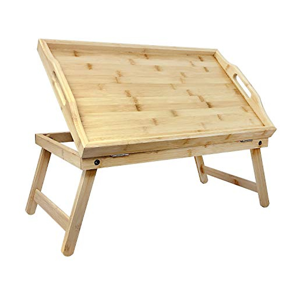 Essential Medical Supply Bamboo Bed and Lap Tray with Flip Up Top, Raised Edge and Handles, Tan