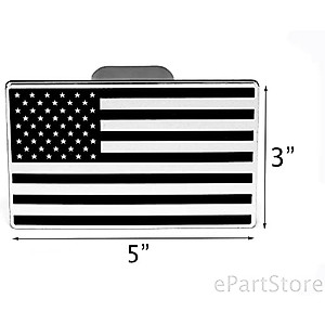 LFPartS USA Flag Black & Chrome Metal Hitch Cover Fits 2" Receivers