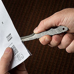 BucknBear Custom Handmade Letter Opener 1095 Damascus Fixed Blade (File work on spine)