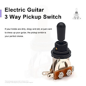 SAPHUE Guitar 3 Way Toggle Switch Position Short Straight Black Top Black Knobs for Gibon Epiphone Les Paul Electric Guitar Parts Pickup Selector kit with Plate Rhythm Treble Washer Ring Black/Gold