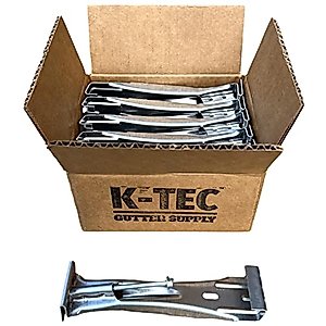 (10 Pack) 6 Inch Gutter Hangers Heavy Duty Hidden Rain Gutter Bracket Fastener with Clip Comes with a Pre-Inserted Rust Resistant Screw for 5" K-Style Aluminum Gutters - Easily Repair Sagging Gutters