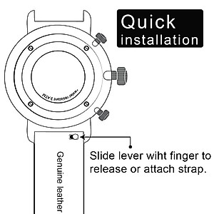 FimKaul 20mm Genuine Leather Watch Strap, Quick Release Strap Dark Brown Replacement WatchBand (Black)