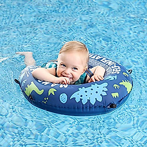 Mambobaby Newest Compressible Folding Baby Self-Inflating Float with Sun Canopy – Blue