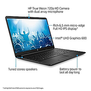 HP 15.6in FHD, Celeron N4020, 4GB RAM, 128GB SSD, Windows 10 Home in S Mode, Free one Year Microsoft Office, EROSEFLAMINGO Accessories, 15-dw1001wm