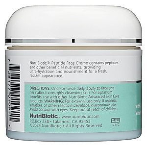 NutriBiotic – Peptide Face Creme with GSE, 2 Oz | Ultra-Hydrating | Collagen Synthesis Support | with Botanical Extracts & Oils & Vitamin E | Natural Fragrance & Paraben Free