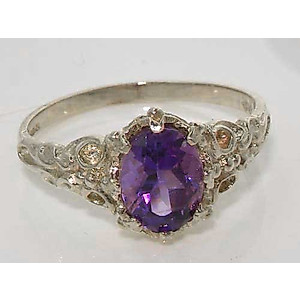 LetsBuyGold 925 Sterling Silver Natural Amethyst Womens Solitaire Ring - Size 4.75