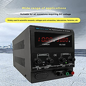Lwlongwei DC Power Supply Variable, 30V 10A 300W Adjustable Switching Regulated DC Bench Power Supply with 4-Digits LED Power Display Coarse and Fine Adjustments