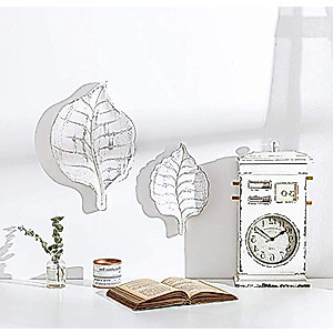 HAWOO White Decorative Tray Leaf Design Wooden Serving Tray Platter Crafts, Food Tray for Dining Kitchen, Living Room, Size 11.25'' X 7''