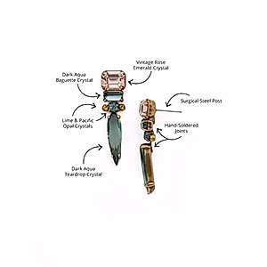 Sorrelli Spiked Drop Earrings, Rhinestone Dangling Earring, Vintage Inspired Crystal Studs, Pierced, Antique Gold-Tone Finish, Legacy Stone Pop