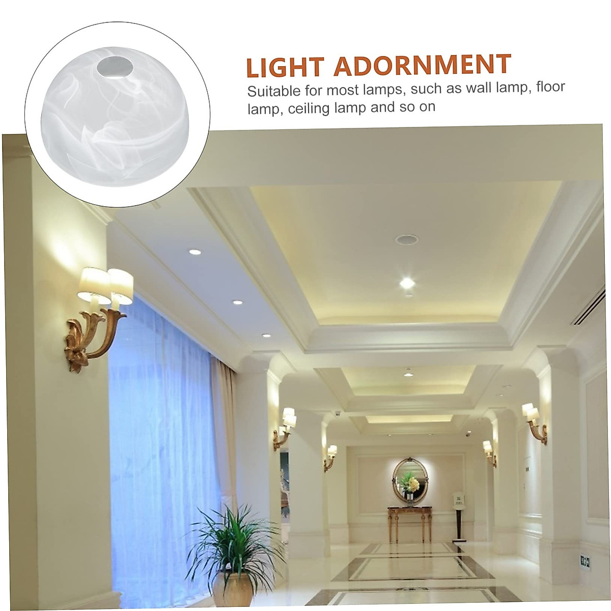 BESTOYARD 2pcs Frosted Glass Lampshade Chandelier Shade Chandelier Lamp Shades Glass Light Covers Alabaster Shade Wall Led Glass Bell Alabaster Shad Globe Lamp Cover Round White Pendant