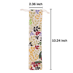 Winterworm Set of 20 Reusable Cutlery Bag Straw Carrying Case 10x2.4 Inch Travel Pouch with Drawstring Linen Straws Knife Fork Spoon Chopsticks Pen Carrying Case Bag