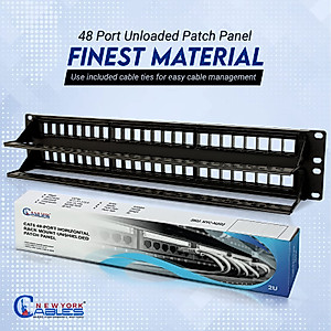 NewYork Cables® Blank Keystone/Patch Panel Network Patch Panel for Data Centers, Offices, and Server Rooms (Unloaded, 48 Port Patch Pannel Unloaded)