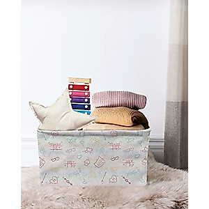 Valentine's Day Storage Bins with Handles, Love Heart Cake Arrow Math Ombre Storage Basket for Shelves, Cube Storage Organizer Bins for Toys, Closet (1 Pack, 15" x 11" x 9.5")