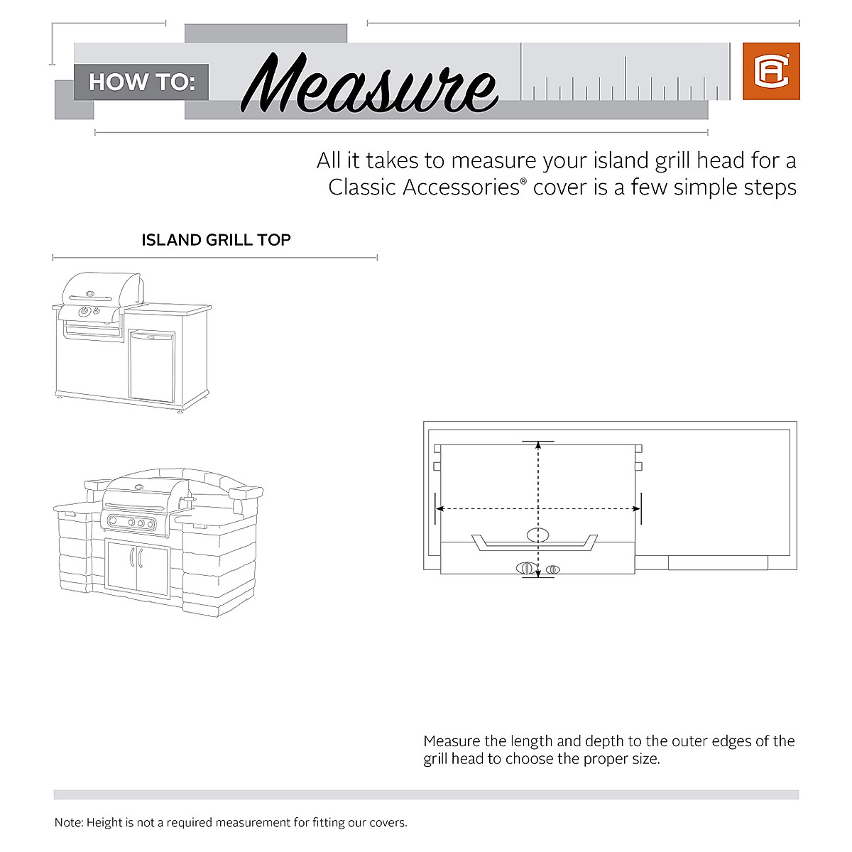 Classic Accessories Ravenna Water-Resistant 45 Inch Built-In BBQ Grill Top Cover, Taupe, Grill Cover, Grill Cover for Outdoor Grill, BBQ Cover