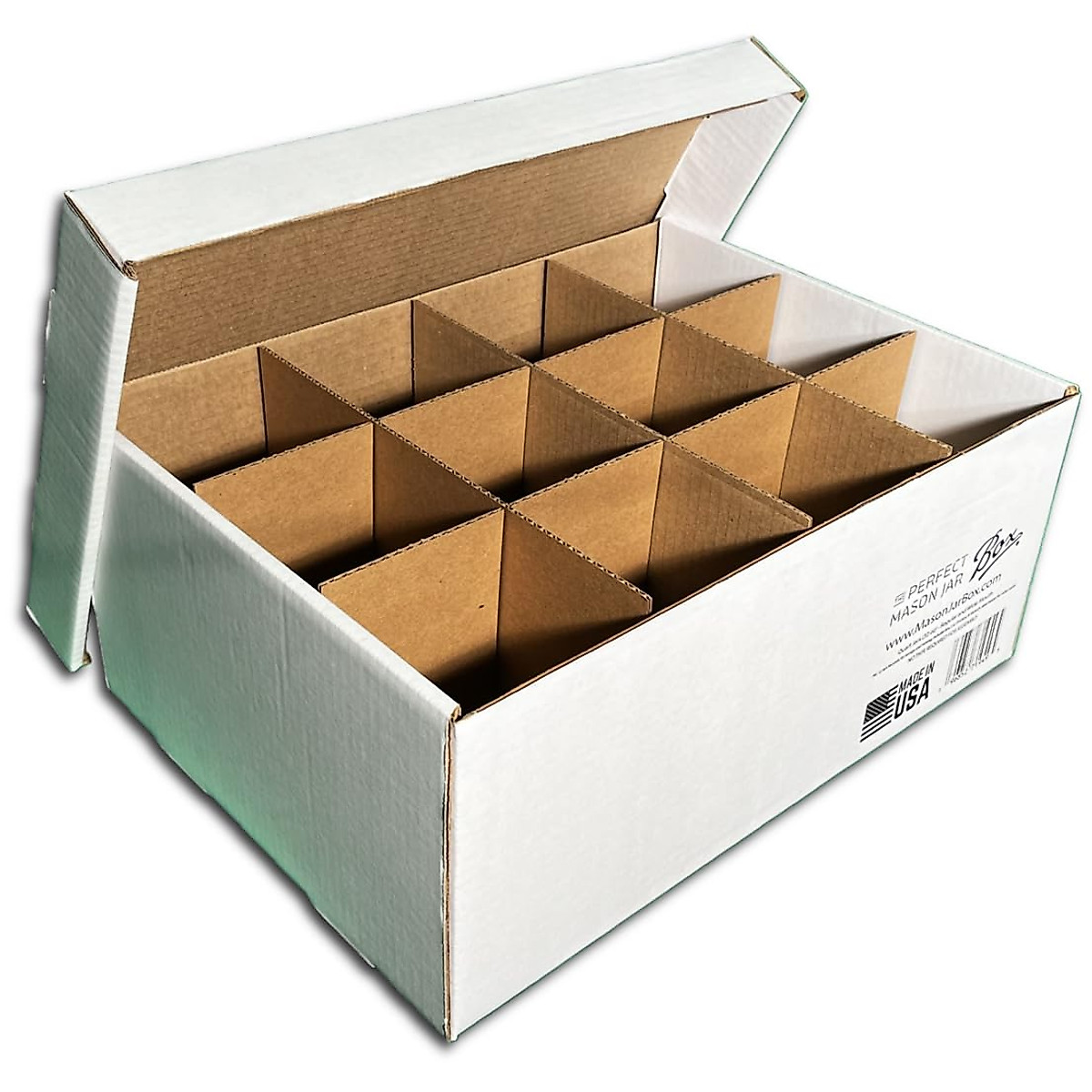 The Perfect Mason Jar Box, Quart. Set of 3 Cardboard Canning Jar Storage & Moving Boxes. Each Box Holds 12 Quart-Size Jars (32 oz), No Tape Required