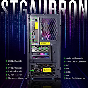 STGAubron Gaming Desktop PC,Intel Core I5 3.3Ghz up to 3.7Ghz,GeForce RTX 2060 6G GDDR6,16G RAM,512G SSD,WiFi,BT 5.0,RGB Fan x 3,RGB Keybaord & Mouse,RGB Mouse Pad,RGB Bluetooth Sound Bar,W10H64