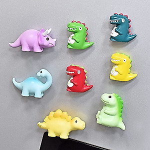 Resin Refrigerator Magnet Set of 8, Dinosaur Fridge Magnet for Home Decoration, Photo Display, Office Message, Kitchen Accessories