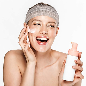 Chuangdi 100 Pieces Disposable Spa Headbands Soft Non-Woven Facial Hair Band Elastic Facial Head Wraps Cloth Stretch Skin Care Makeup Sauna Washing Face Supplies for Women Girls (White)