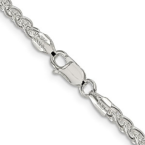 IceCarats 925 Sterling Silver 3mm Round Spiga Wheat Link Chain Necklace 24 inch