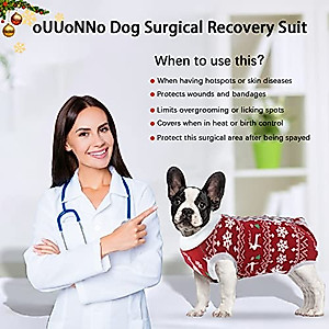 oUUoNNo Recovery Suit for Dogs,Dog Surgical Recovery Suit for Female Male Abdominal Wounds Spay or Skin Diseases,Cone E-Collars Alternatives, Anti-Licking Pet Vest Post Surgery (L, Christmas)