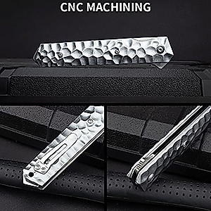 URiver Pocket Knife,Pocket Survival Knife,Pocket Knife for Camping Hiking,Aluminum Handle,Glass Breaker, With Pocket clip,Material