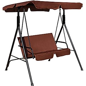 Tangkula 2 Person Porch Swing, Outdoor Swing with Removable Cushions, Solid Steel Structure, Patio Swing with Adjustable Canopy for Porch, Backyard, Garden, Balcony