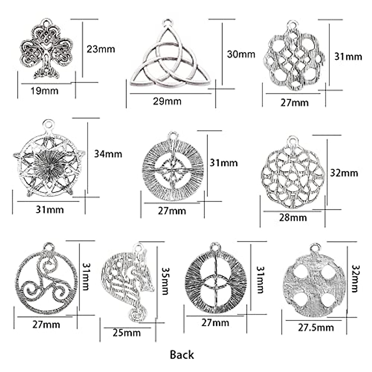 SUNNYCLUE 20Pcs Celtic Knot Charms Pagan Charms Pendants Antique Silver Charms DIY Jewelry Making Bracelets Necklace for Beginners Adults