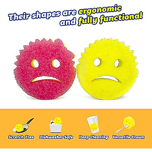 Scrub Daddy Sad Mommy and Daddy - Scratch-Free Multipurpose Dish Sponge - BPA Free & Made with Polymer Foam - Stain, Mold & Odor Resistant Kitchen Sponge (2 Count)