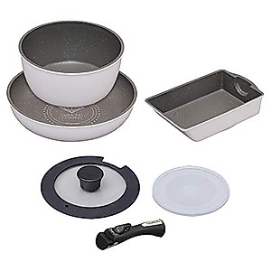 Iris Frying pan [1] White/Marble 6-Point Diamond-Coated Bread Set IH corresponding ISN-SE6