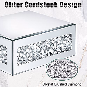 4 Pcs Floating Wall Shelf Mirrored Crystals Wall Rack Diamond Glass Shelves Decorative Mirror Shelves Floating Bling Wall Decor Glass Display Ledge for Trophy Bathroom Bedroom Home 6 x 5.2 x 2.4 Inch