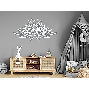 Lotus Flowers Wall Decal. Namaste Vinyl Sticker. Boho Decals. Mehndi Decal. Yoga Studio Wall Decor. Bohemian Bedroom Decor. Living Room Wall Art N22