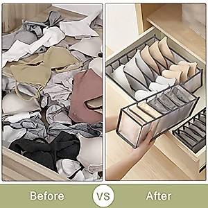 TOOVREN Sock Organizer 2 Pack, sock drawer organizer, sock drawer organizer divider, Cabinet Closet Organizers and Storage, Mesh Foldable Compartment Boxes for Storing Socks, Underwear, Ties, Panties