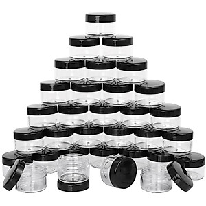 100 Count Small Sample Containers Makeup Jars 15 Gram Cosmetic Containers with Lids Plastic Jars Black Traveling Jars Empty Bottles for Toiletries