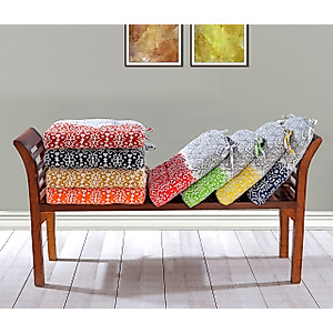 Cotton Comfortable Damask Chair Pads (Set of2) Cushions with Ties ,Handmade Thick Cotton Filling, for Dining | Office | Kitchen | Home | Living Room 16”x16'' (Orange)