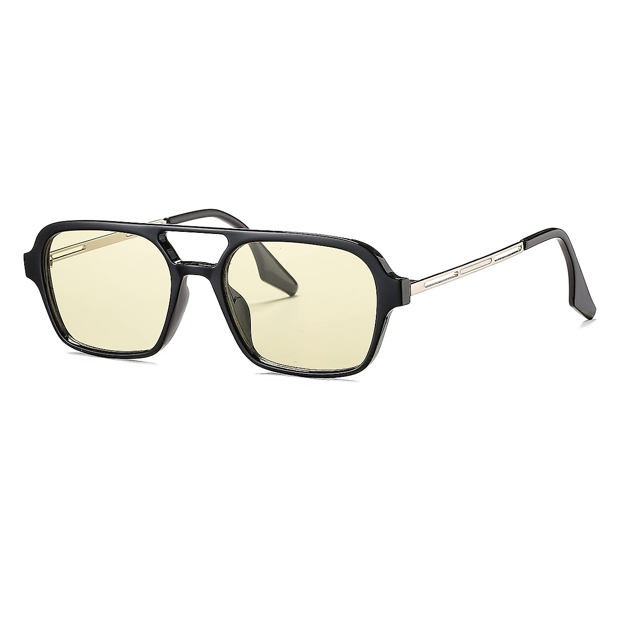 DeBuff Vintage 70s Flat Aviator Sunglasses for Women Men, Retro Square Glasses UV400 Protection Shades