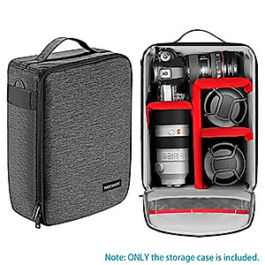 Neewer NW140S Waterproof Camera and Lens Storage Carrying Case 8.7x5.9x12.6 inches Soft Padded Bag for Canon Nikon Sony DSLR, 4 Lens or Flash, Trigger, Battery Accessories(Grey)