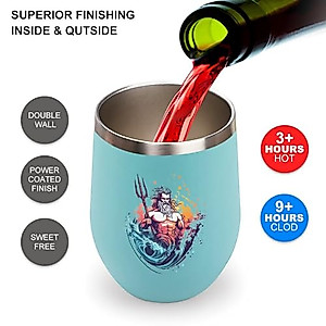 Watercolor Posei-Don Funny Wine Tumbler 12 Oz Stainless Steel Insulated Mug Double Wall Water Cup with Lid