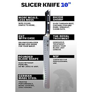 Dalstrong Slicing Carving Knife - 10 inch - Granton Edge - Gladiator Series Elite - Forged High-Carbon German Steel - G10 Handle - w/Sheath - NSF Certified