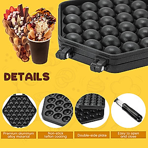 AMGSH Bubble Waffle Maker Pan Hand Held Egg Waffle Pan,Aluminum Alloy Non-stick Waffle Cake Baking Mold Plate for Breakfast Lunch Household Cafe Cake Shop Restaurant