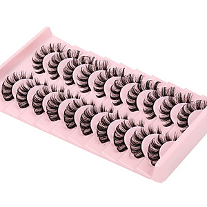 Eyelashes Russian Strip Lashes D Curl Wispy Lashes Natural Look Short 12MM Eye Lashes False Lashes Pack 10 Pairs by ALICE