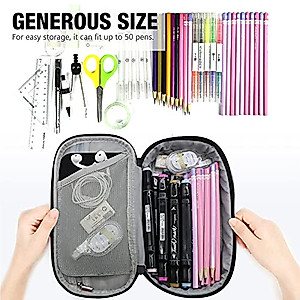 Pencil Case Pencil Bags with Zipper Pencil Pouch Pen Case Black Pen Box for Boys Girls Stationary Organizer for College Office Travel By Gloppie