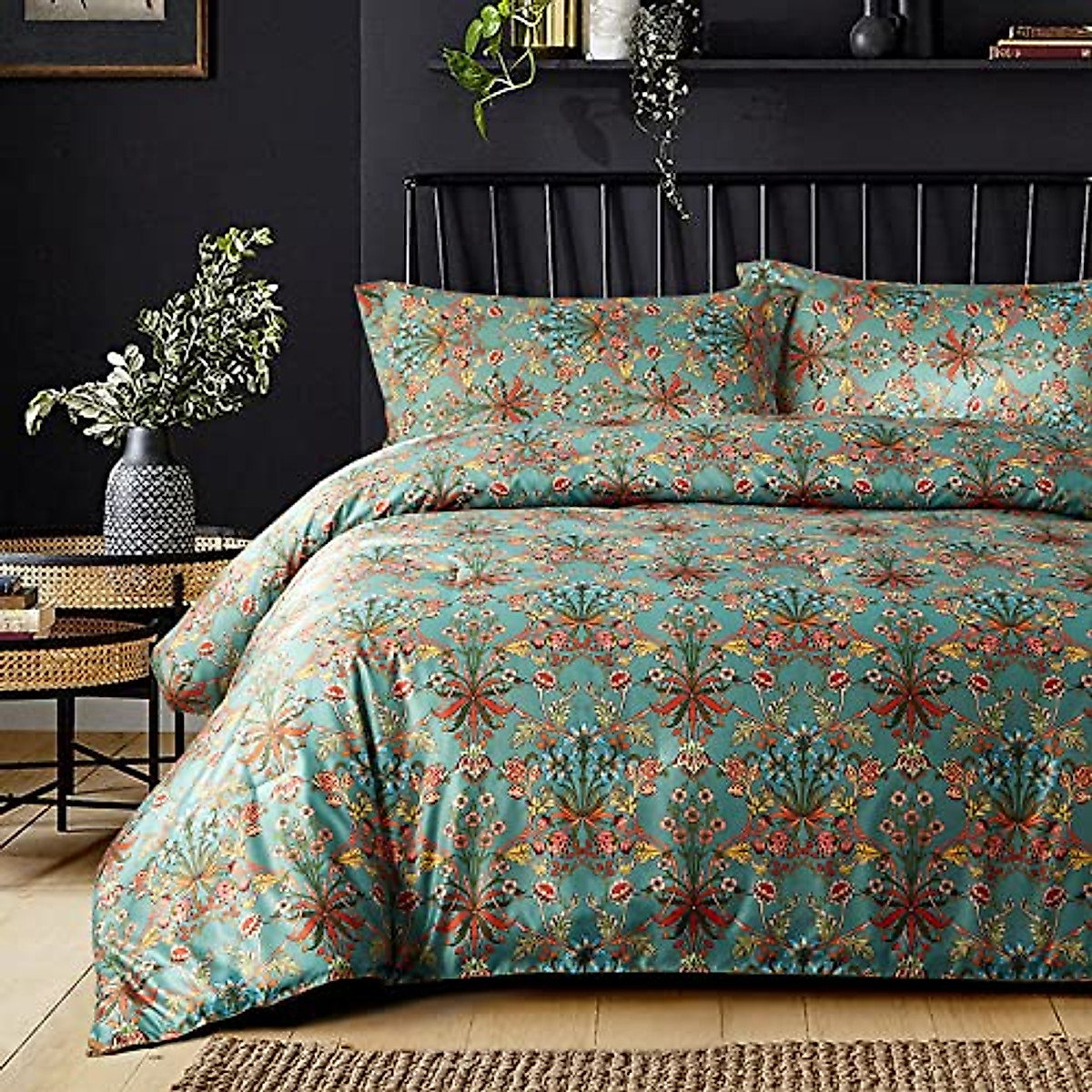 Ikawaapurry Comforter Set for Queen Size Bed Farmhouse Boho Bedding Sets Fluffy Lightweight Flowers Plants All Season 3 Pcs Comforter with 2 Pillow Shames